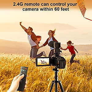 Aasonida Video Camera Camcorder for YouTube, Digital Vlogging Camera FHD 1080P 30FPS 24MP 3.0 Inch 270° Rotation Screen Video Recorder with Microphone, Remote Control, 2 Batteries