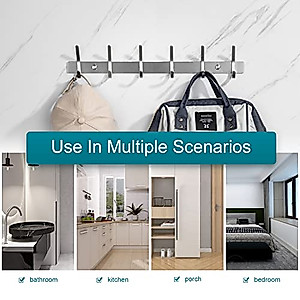 Simin&Liming Bathroom SUS304 Stainless Steel Coat Rack Wall Mounted Coat Hooks Wall Mounted Hanger Wall Hook Rack 6 Hooks for Hanging Coats Hats Jacket Clothes Available Behind The Room Door