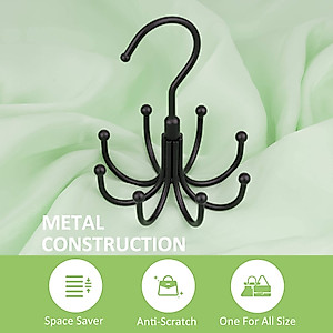 OMHOMETY Belt Hanger, Rotatable Belt Organizer for Closet, Accessories Rack, Space Saving Hanging Holder Storage Hook for Belt, Tie, Scarf, Purse, Bra, Tank Top, Black