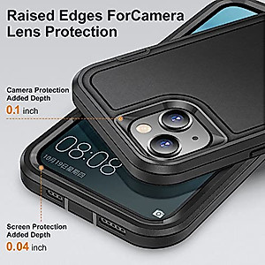 IDweel iPhone 14 Case,Black iPhone 13 Case with Stand for Men, Heavy Duty Protection Shockproof Anti-Scratch Slim Fit Lightweighttective Durable Case Hard Cover for iPhone 14/13 6.1 Inch,Black