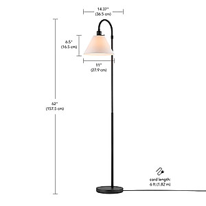 Globe Electric 67397 Barden 58" Floor Lamp, Black, Dark Gray Velvet Shade, On/Off Socket Rotary Switch