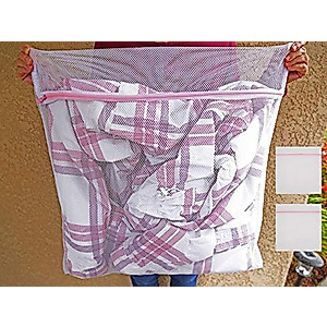 Donna's She-Shed 2 Pack X-Large Mesh Laundry Bags 23" x 23" for Sweaters, Dresses, Stuffed Toys, delicates. Helps Protect delicates in The wash. Use for Large Item or Multiple Medium/Small Items. (2)