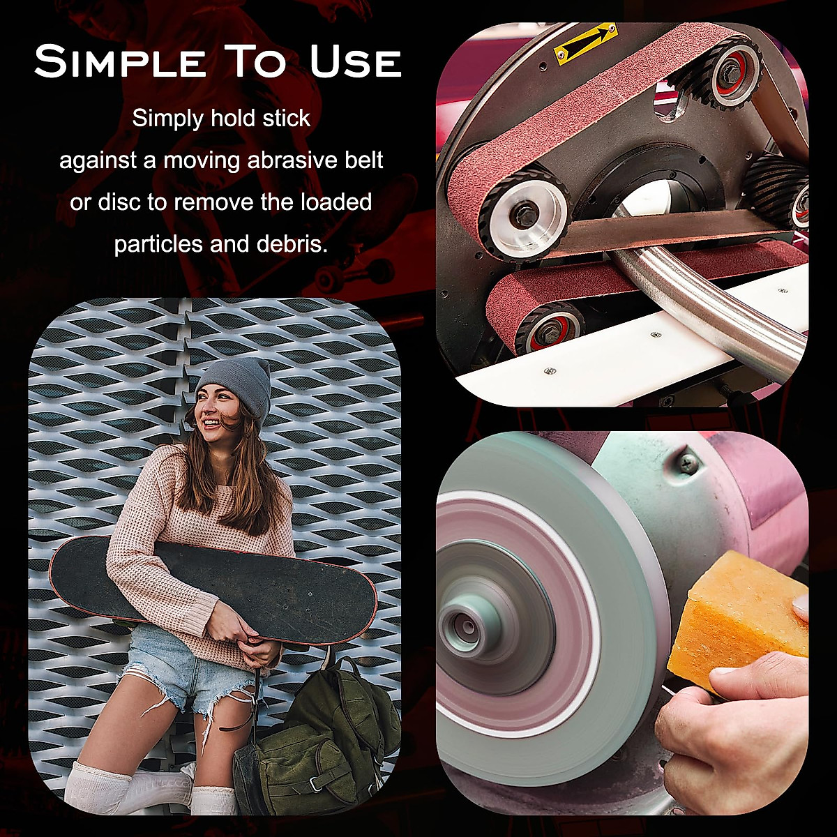 WCIC 1 Pack Abrasive Cleaning Stick 1-1/2" x 1-1/2" x 7-7/8" Natural Rubber Eraser Stick for Sanding Belts & Sanding Discs & Skateboard Grip Cleaner & Woodworking Eraser