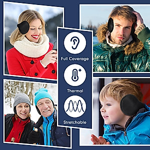 SATINIOR 2 Packs Fleece Earmuffs Winter for Men Women Ear Warmer Fleece Ear Muff Winter Accessory for Men Women Kids (Black,Medium)