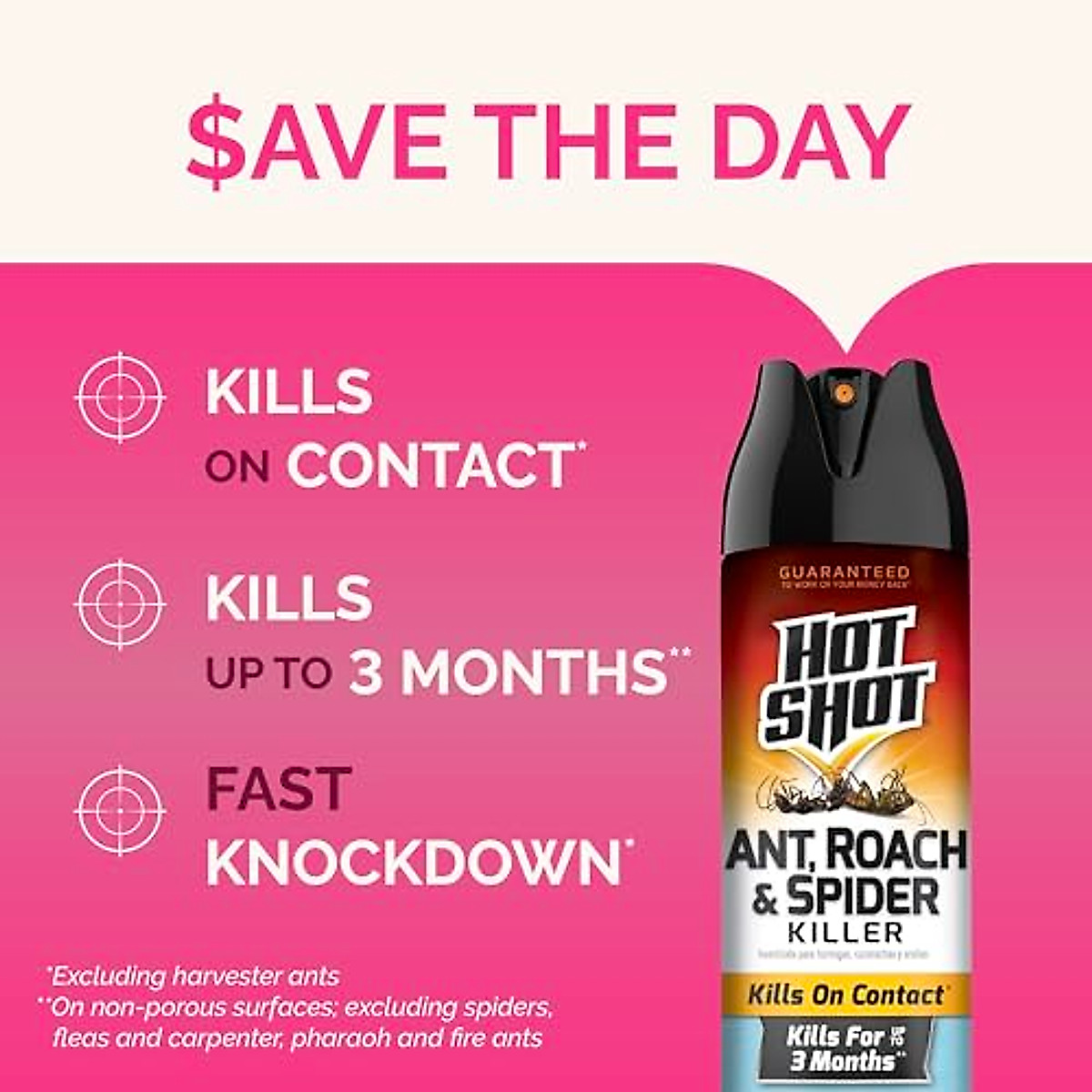 Hot Shot Ant, Roach & Spider Killer, Kills Insects Indoors and Outdoors, Kills Roaches and Listed Ants on Contact, Insecticide Spray, 17.5 Ounce (Crisp Linen)