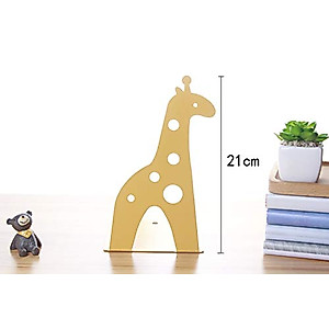 Loupdeloup Cute Bookends,Non Skid Giraffe Animal Book Ends for Shelves Decorative for Kids Yellow 1 Pair