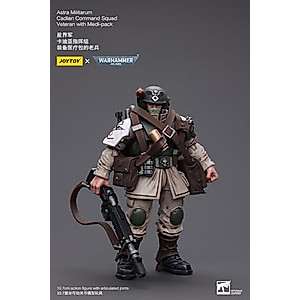 JoyToy Warhammer 40K: Astra Militarum Cadian Command Squad Veteran with Medi-Pack 1:18 Scale Figure