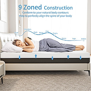 wowttrelax King Memory Foam Mattress 12 inch, 76''x80’, 2 Layer for More Supportive and Pressure Relief, Medium Firm Mattress, Soft Removable Cover Mattress Dark Grey White