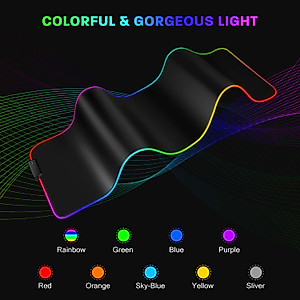 YXLILI Mouse Pad Gaming Large Mouse Pads for Keyboard and Mouse Extended RGB Mouse Mat, 12 Lighting Modes, Waterproof, Non-Slip Rubber Base XXL Mousepads for Desk Computer PC Laptop-31.5 X 12inches