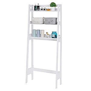 HomGarden Over The Toilet Organizer, 3-Shelf MDF Bathroom Space Saver Storage for Living Room Restroom Laundry, White