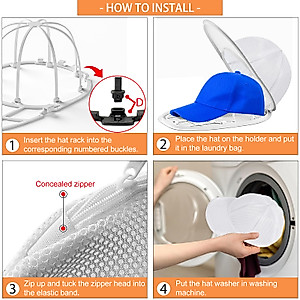 Haiou Hat Washer Cage Baseball Cap Washing Cage Hat Washer for Washing Machine - Keep Your Caps in Shape While Washing and Drying - Ideal for Adults and Kids Ball caps, White