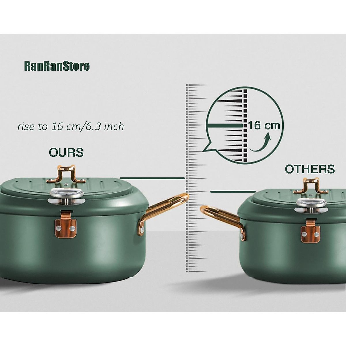 Cyrder Deep Fryer Pot, 4.3L/11 Inch Japanese Tempura Frying Pot with Fahrenheit Thermometer, Nonstick Carbon Steel Oil Fryer, for Tempura/Frech/Fish/Chicken Fries, Easy Clean, Green