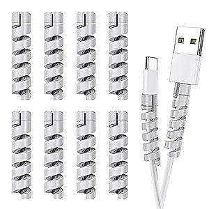 Cable Protector for Phone Pad Notebook Silicone Cord Protector 8 PCS Charger Protectors - Cable Cord Saver for Headphone Laptop Cellphone Cable Accessories (Grey)