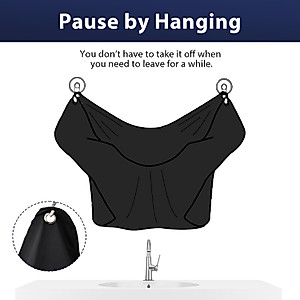 Beard Bib Apron, Beard Bib Hair Catcher for Shaving, Non-Stick Beard Shave Cape, with 4 Suction Cups, Grooming Accessories for Men, Gifts for Men Husband Father (Black)