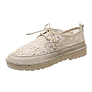 Hbeylia Platform Espadrilles Fashion Sneakers for Women Girls Flower Embroidered Lace Breathable Lace Up Low Top Play Sneakers Canvas Shoes Casual Leather Slip On Walking Shoes Loafers