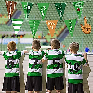 Sport Theme Football Flags Banners Decoration American Football Flags Banner Football Party Sign Decorations for Happy Birthday Party Pennant Banner for Olympics, Bar, Sports Clubs, 7.87 x 5.5 Inch