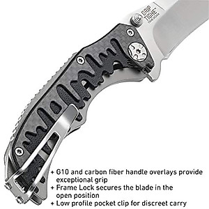 CRKT Drip Tighe EDC Folding Pocket Knife: Assisted Opening Everyday Carry, Satin Blade, Thumb Stud, Liner Lock, G10 Handle with Carbon Fiber Overlays, Pocket Clip 1190