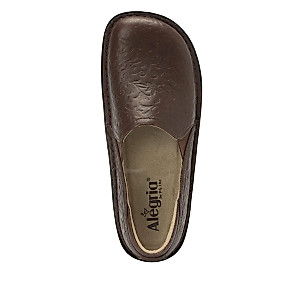Alegria Women's Debra Cocoa Bloom Comfort Slip On Leather Clog 6-6.5 M US
