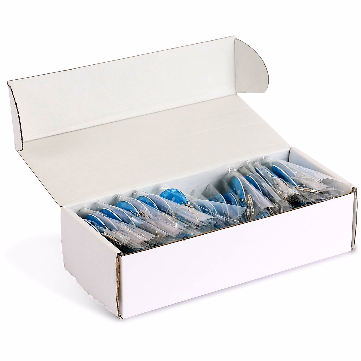 SmartSign Pool Pass Key Tags - Numbered, Box of 50, 1.5 in. Diameter Plastic with Epoxy Coating, Pool Key Chain with Ring, Blue