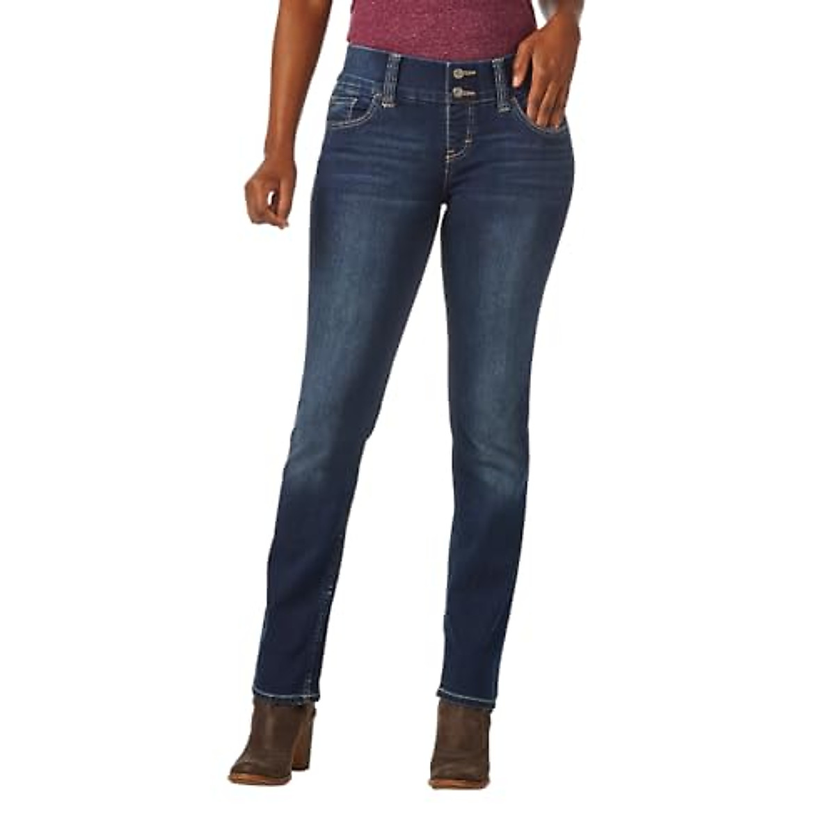 Riders by Lee Indigo Women's Pull-On Waist Smoother Straight-Leg Jean,Polar Drift,10