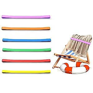 Beach Towel Bands, 6 Pcs 35 Inch Silicone Elastic Clips for Fastening Beach Chair Towels and Cruise Essentials (6)