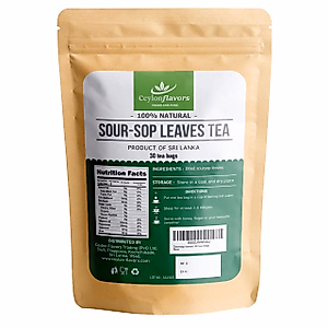 Ceylon Soursop Tea Leaves | 100% Natural Soursop Tea Bags Pack of 30 | Sourced From Sri Lanka