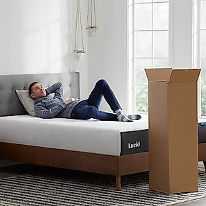 LUCID 12 Inch Memory Foam Mattress - Plush Feel - Memory Foam Infused with Bamboo Charcoal - Gel Infusions - CertiPUR-US Certified - Breathable - California King