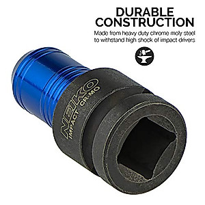 Neiko 30275A Impact Wrench Adapter for Ratchet-Wrench Drivers, 1/2-Inch-Drive Female to 1/4-Inch Hex Converter, Quick-Change Chuck, CrMo Steel