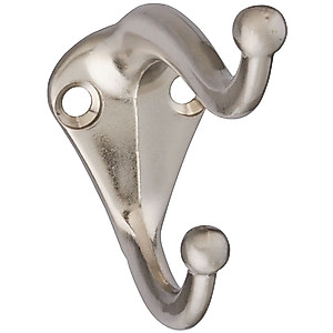National Hardware N325-480 V160 Coat/Hat Hooks in Satin Nickel, 2 pack