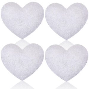 Remerry 4 Pcs Heart Shaped Cute Throw Pillows Faux Rabbit Fur Heart Pillow Soft Fluffy Throw Cushion Decorative for Bedroom Bed Sofa Kid Girls Sleepover Party(White)