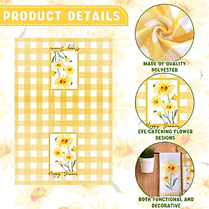 Buryeah 4 Pcs Kitchen Towels Set Yellow Daisy Dish Towels Yellow Dish Towels Absorbent Summer Kitchen Drying Towels for Kitchen Bathroom Party Seasonal Wedding Home Decorations,15.75 x 23.62 Inches