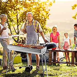 Charcoal Grill, Barbecue Grill Stainless Steel BBQ Smoker Barbecue Folding Portable for Outdoor Cooking Camping Hiking Picnics Backpacking Large