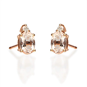 Gin & Grace 10K Rose Gold Genuine Morganite Earrings for women | Ethically, authentically & organically sourced (Oval-cut) shaped Morganite hand-crafted jewelry for her | Morganite Earrings for women