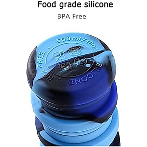 WATMHHJQ Silicone Collapsible Water Bottles, 16oz 500ml Portable Foldable Expandable Water Bottle Sports Cups with Carabiner, Leak Proof Reusable BPA Free, for Outdoor Activities Travel(2# Pink)