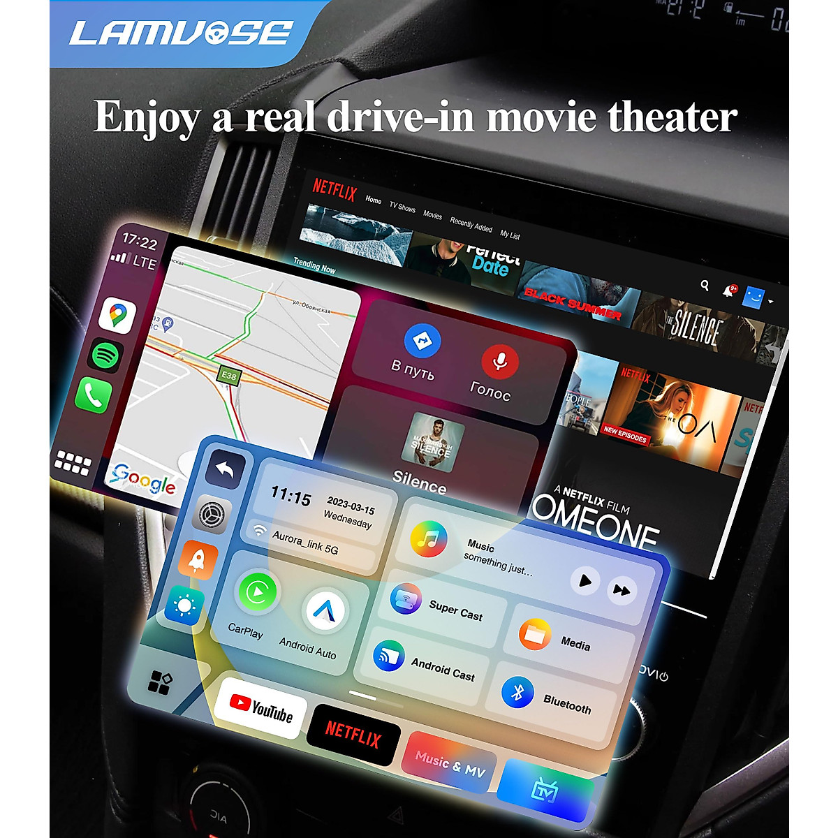 Wireless CarPlay Adapter with Netflix YouTube to Car and TV, Apple CarPlay and Android Auto Wireless Adapter for Car, Magic CarPlay Box CarPlay Streaming for Factory Wired CarPlay Cars from 2016