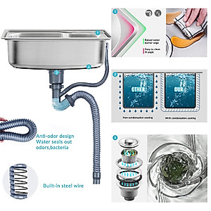 Stainless Steel Prep & Utility Sink 1 Compartment Commercial Kitchen Sink,Single L26.7"x H33.46" Tub with No Lead Faucet for Restaurant, Kitchen, Laundry, Garage