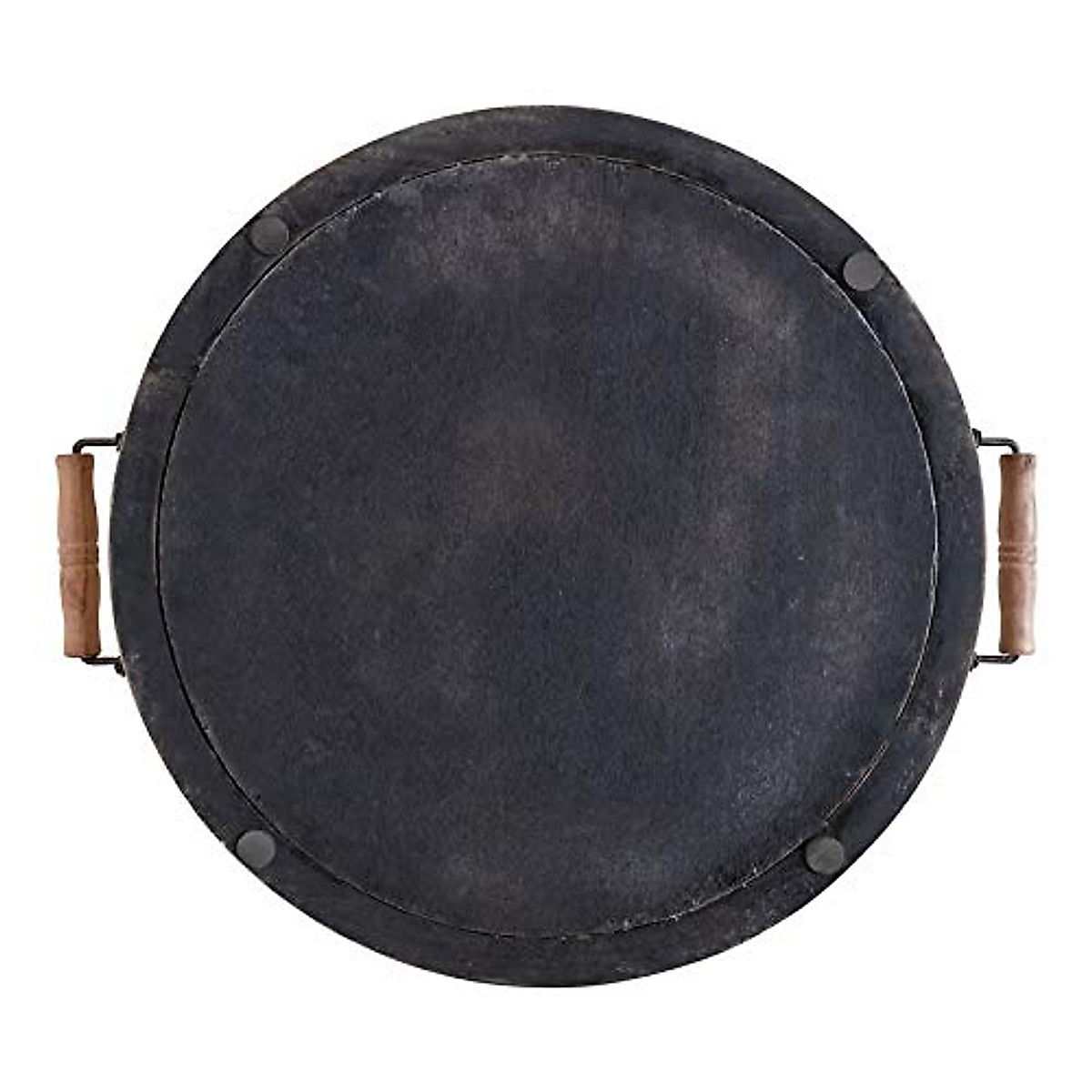 Kate and Laurel Hillrose Round Wooden Tray, 18 inch Diameter, Rustic Brown and White, Decorative Tray for Serving, Display, and Storage