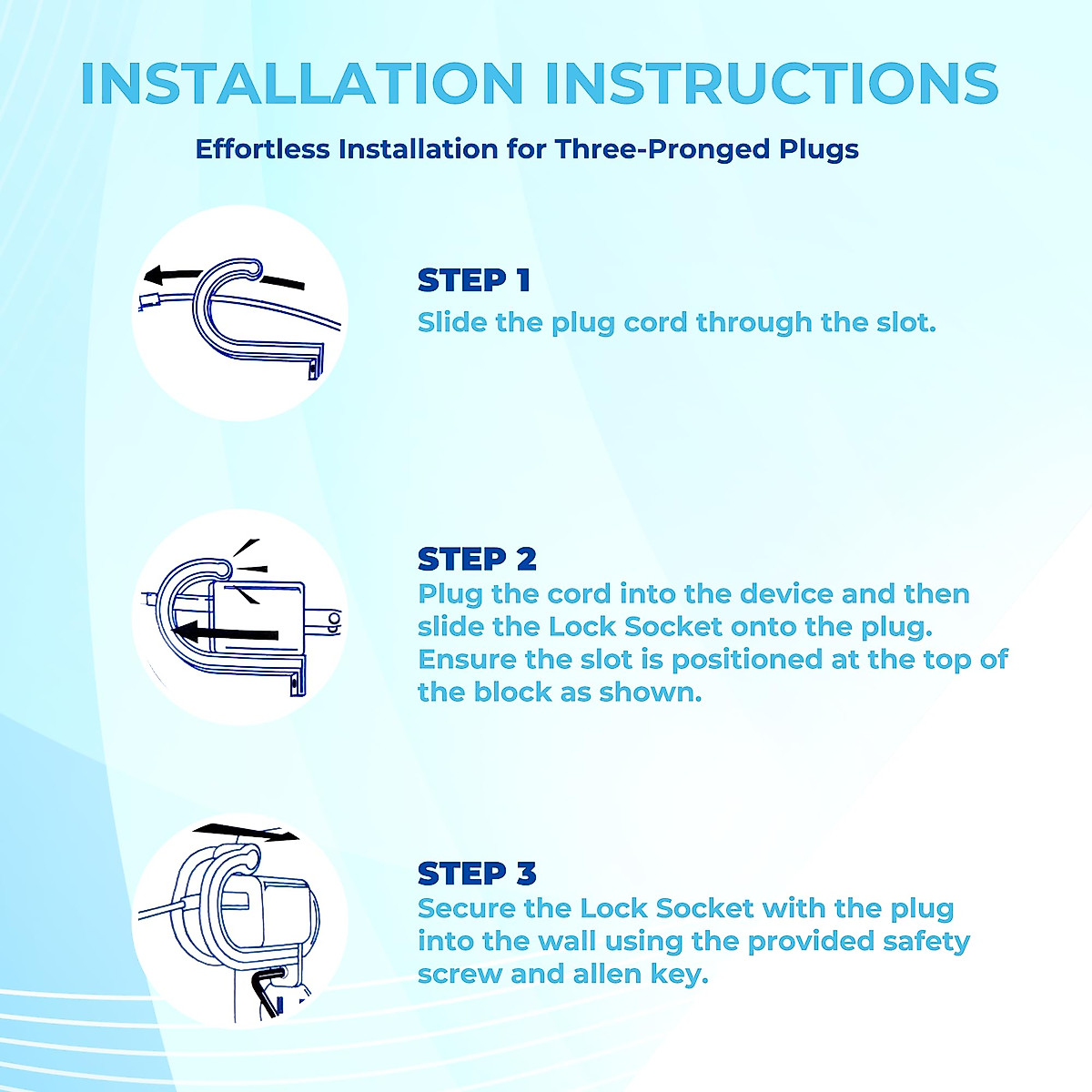 Lock Socket Outlet Lock - Anti Theft Outlet Lock to Secure Three Pronged Plugs, Innovative Way to Prevent Unplugging, Secure Locks for Cords, Includes Security Screw & Allen Wrench - Red