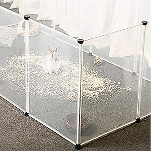 Hamster Playpen Plastic, Rabbit Fence Indoor Small Animal Cage Exercise Pen Transparent Playpen for Puppy Guinea Pigs Bunny Chinchilla Gerbils Hedgehogs Rats (12 Panels/Size:13.78 X 13.78 inches)