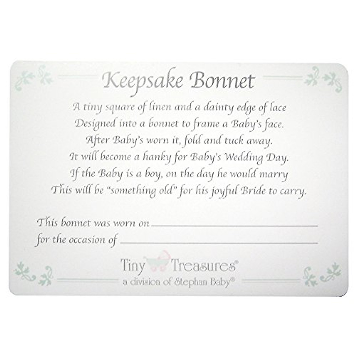 Stephan Baby Bonnets - White Cotton Christening Bonnet with Cutwork Embroidered Cross and Satin Bows, One Size, Straight Hem