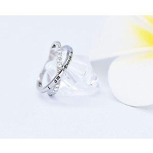 YMHOP I Am Enough Ring Sterling Silver Criss Cross CZ Ring for Women Size 5