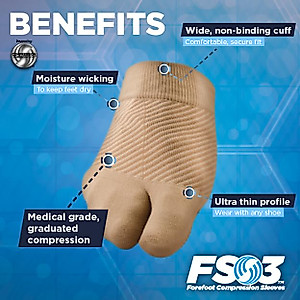 OrthoSleeve FS3 Forefoot Compression Sleeves Bunion Comforter and Split Toe Alignment Sleeve with Padded Toe Zone to Reduce Toe Friction and Reduce Forefoot Swelling…