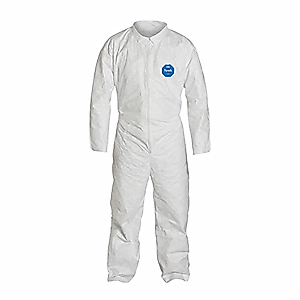 DuPont Tyvek Disposable Coveralls with Zipper Front, 25 Coveralls, White, Size XL, TY120SWH