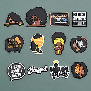 UNN Shoes Charms Black lives Matter Decoration for Kids Girls Adult Women Birthday Gifts Party Supplies BLM-SC038-Yellow-12pcs