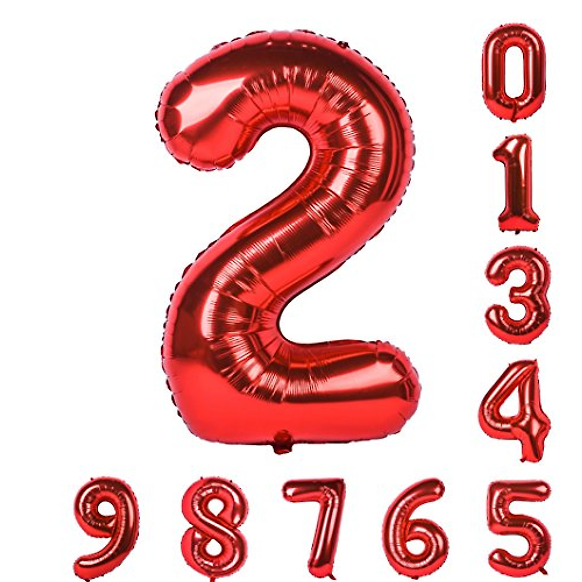 40 Inch Red Number Balloons Birthday Party Balloon 0-9(Zero-Nine) Mylar Decorations of Number 2