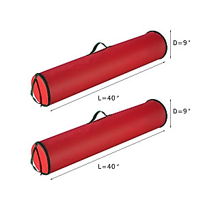 Elf Stor Gift Wrapping Paper Storage Container Bag, 2 packs x 9" Diameter x 40" Long, can fit up to 25 rolls per bag, Red