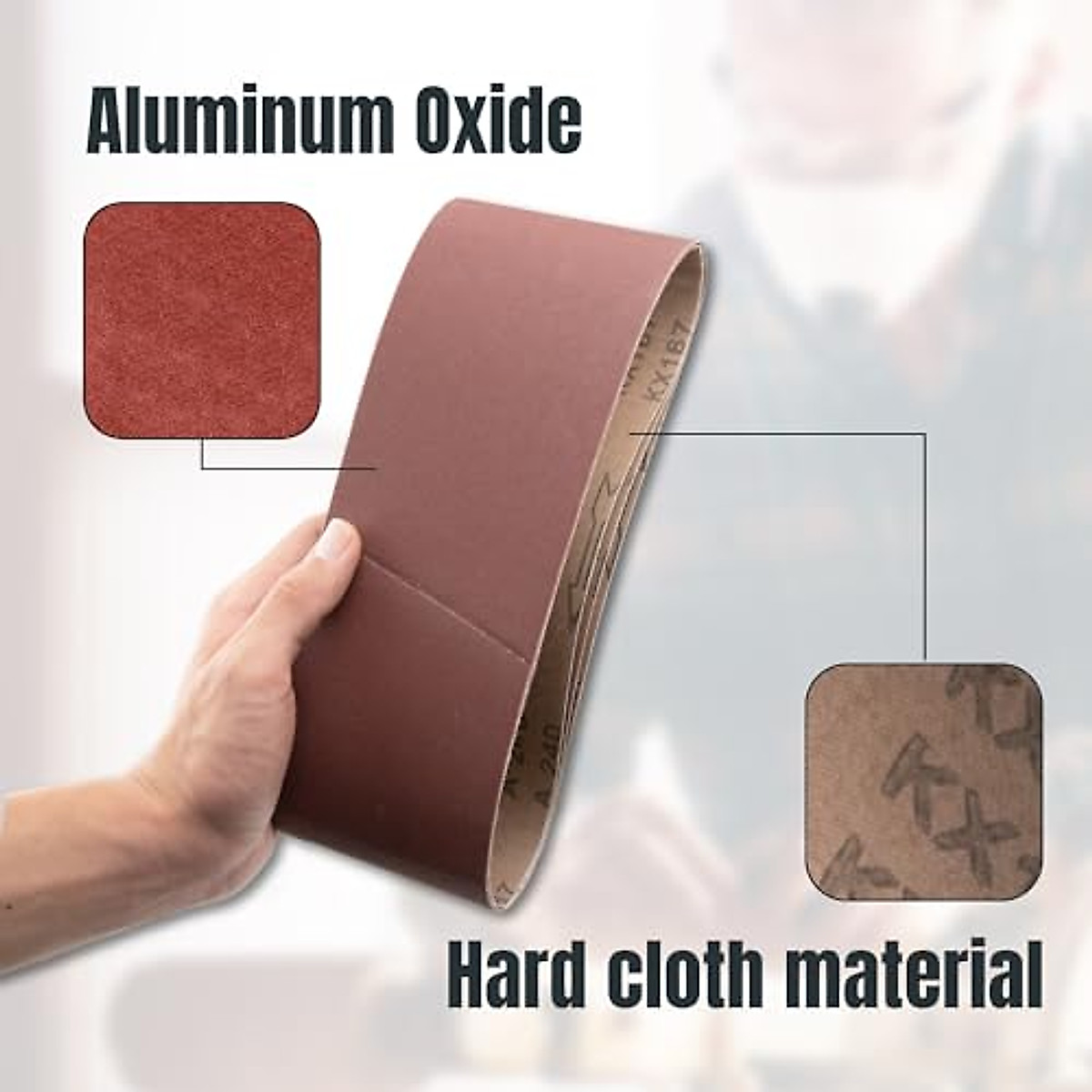 POWERTEC 110960 3 x 21 Inch Sanding Belts, 240 Grit Aluminum Oxide Belt Sander Sanding Belt for Portable Belt Sander, Wood & Paint Sanding, Metal Polishing, 10PK