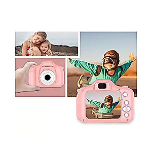 Acuvar 1080P Kids Selfie HD Compact Digital Photo and Video Rechargeable Camera Kit with 32GB TF Card & 2" LCD Screen Micro USB Charger, Lanyard. 6PC Card Holder and All in One USB Card Reader (Pink)