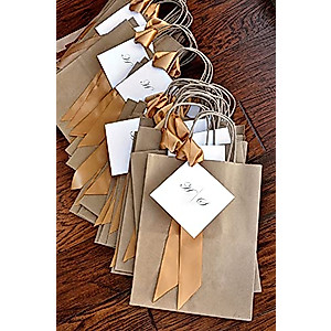 Loe Ts. Medium Size Brown paper bags with handles Plain Kraft gift Bag bulk 8x4.25x10 50Pcs Natural Craft treat bag Party Favor Bags Recyclable retail bags takeout business paper bags Wedding Guests