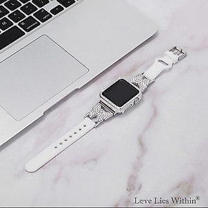 Love Lies Within Bling Butterfly Band Case Compatible with Apple Watch Band 45mm for Women Classy Silicone Bracelet with Rhinestone Bumper for iWatch Series 7 8